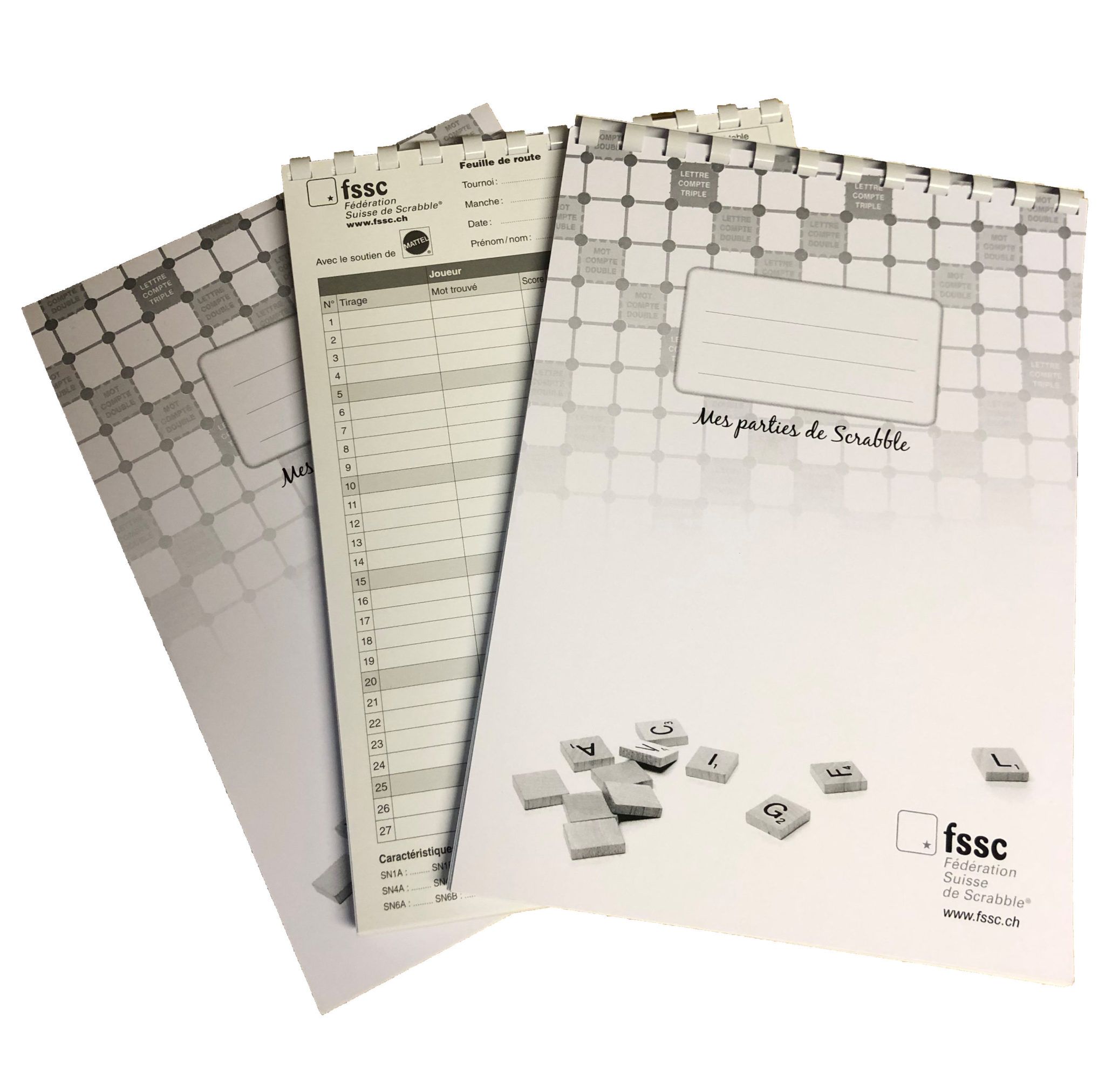 Relevés de parties 50 feuilles avec anneaux - FSSc - Fédération Suisse de Scrabble